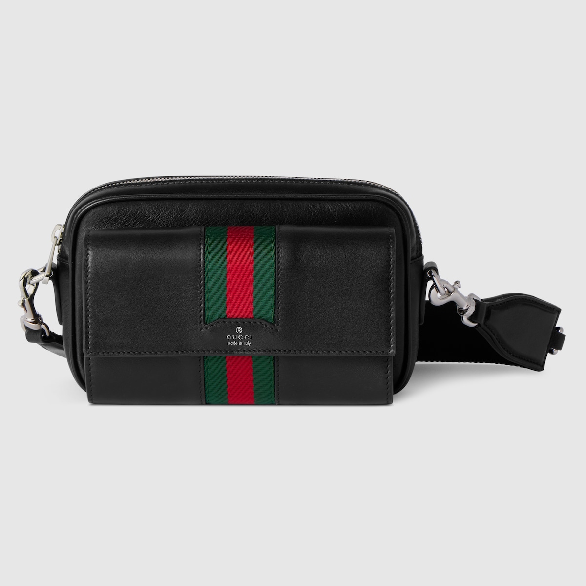 Web Trademark mini bag in black leather | GUCCI® SG
