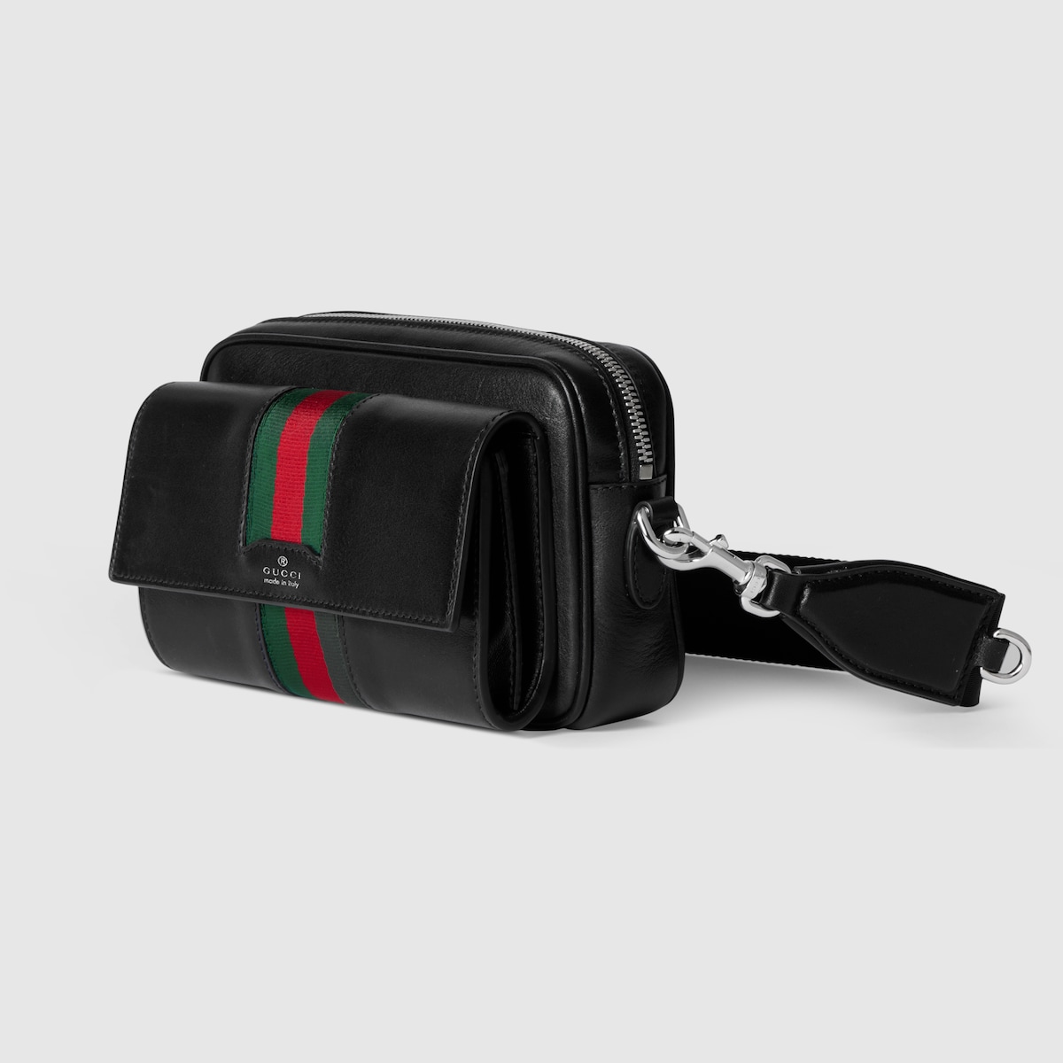 Web Trademark mini bag in black leather | GUCCI® SG