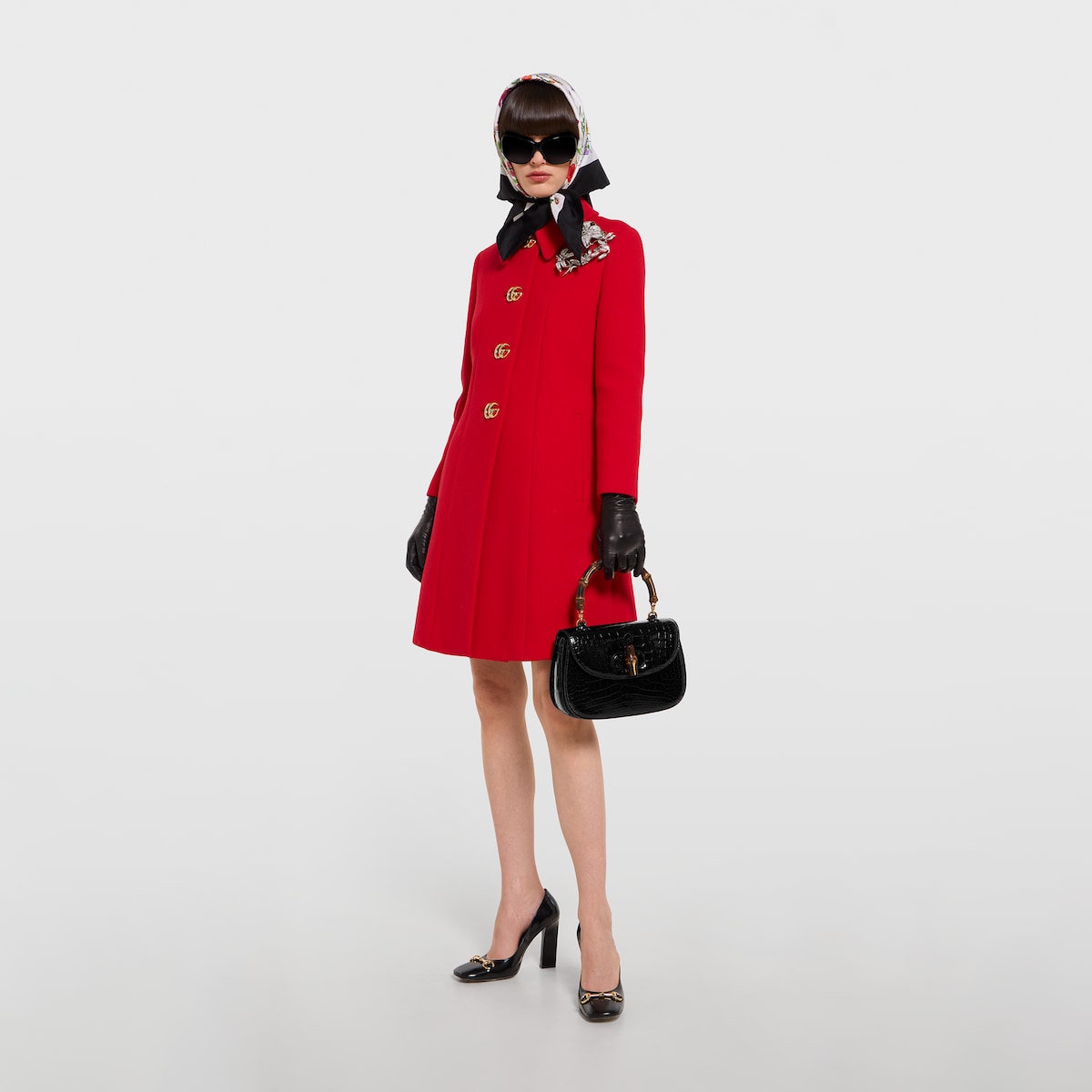 Gucci Bamboo 1947 crocodile medium bag in black | GUCCI® ZA