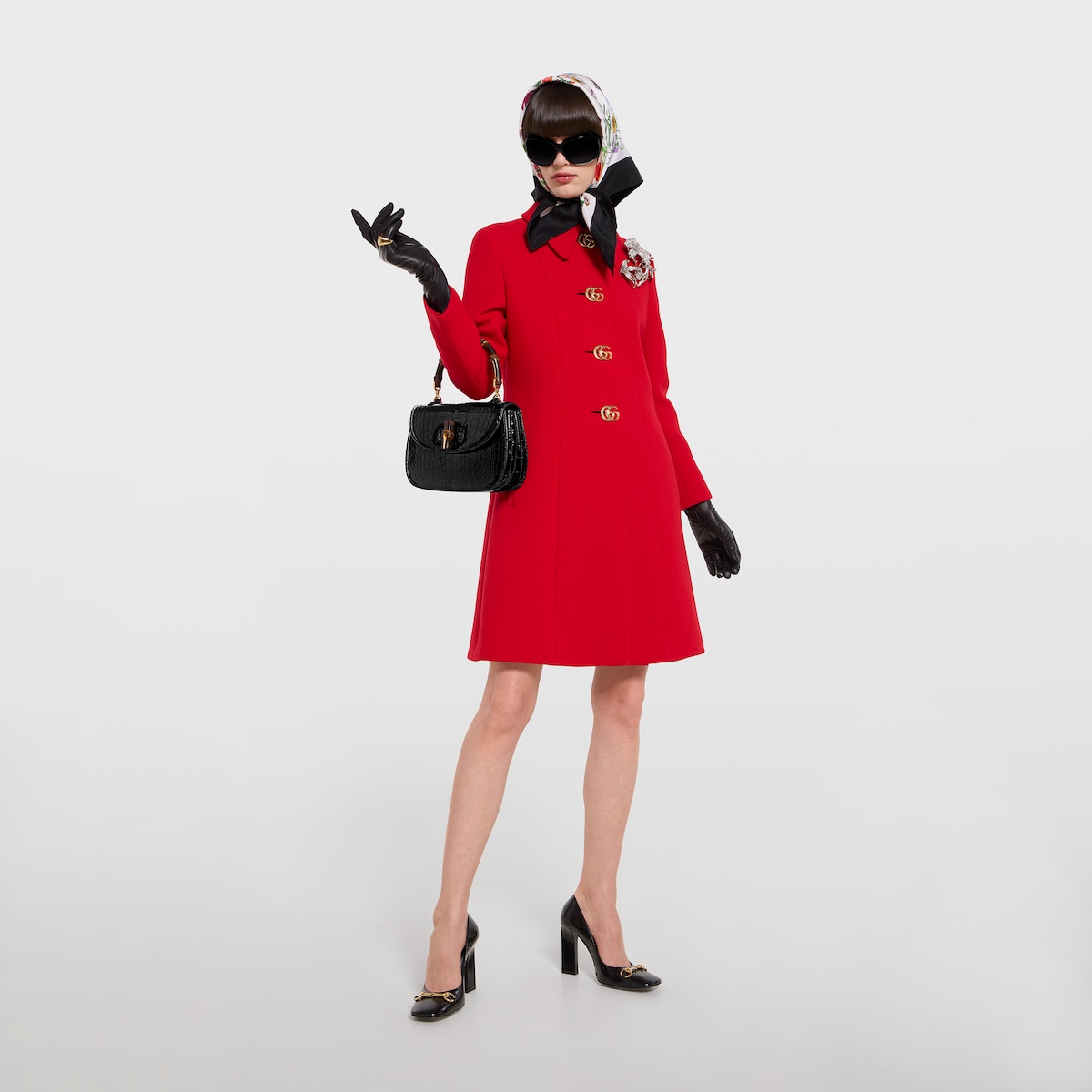 Gucci Bamboo 1947 crocodile medium bag in black | GUCCI® ZA