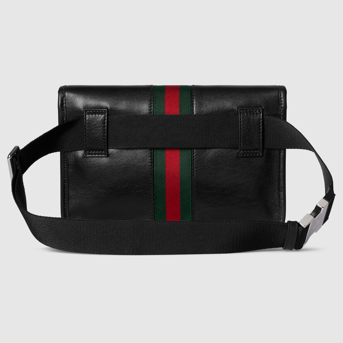 Web Trademark small belt bag in black leather | GUCCI® CA