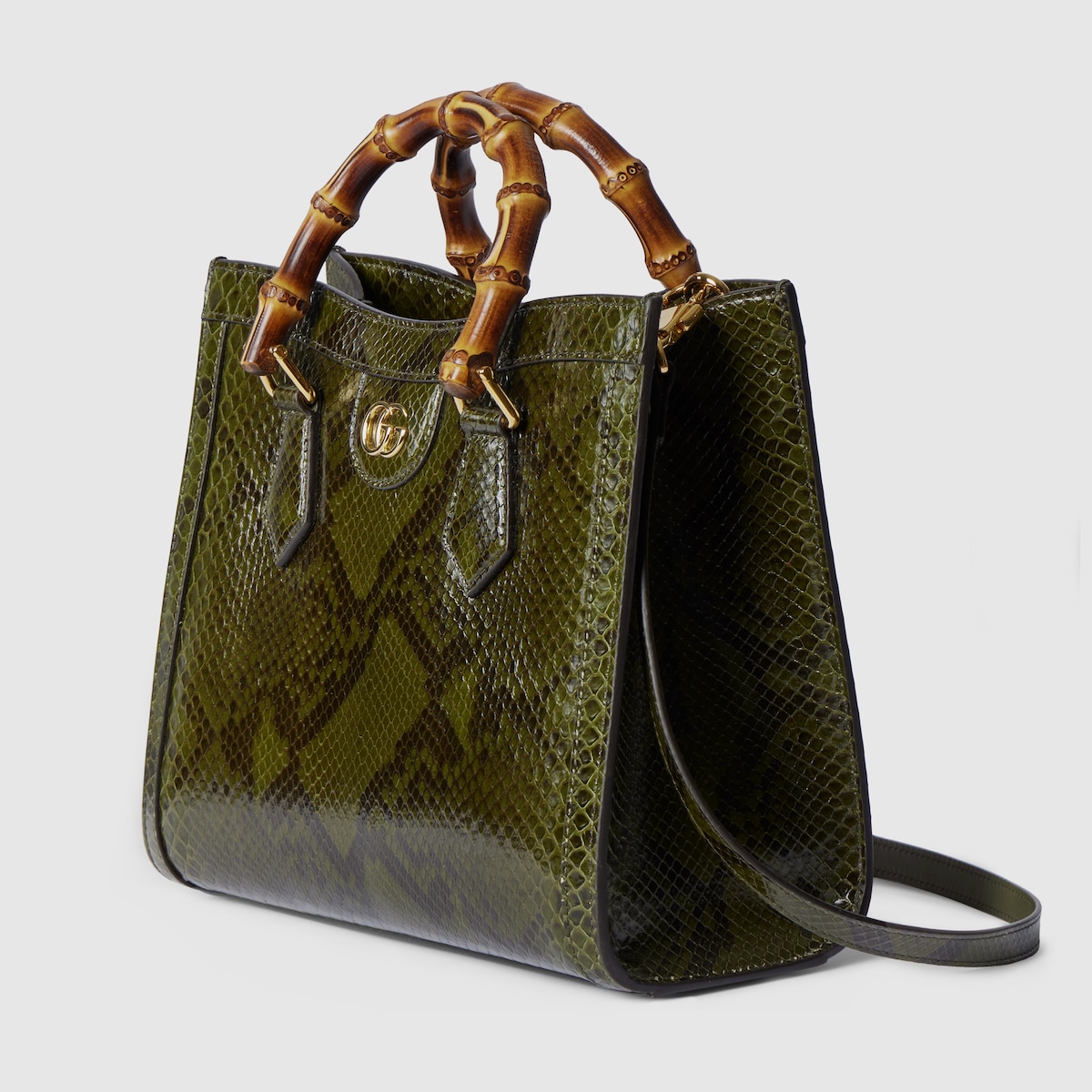 Gucci Diana python medium tote bag in forest green | GUCCI® BE