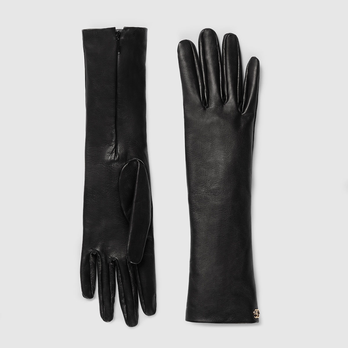 Leather gloves with Double G in black | GUCCI® BE