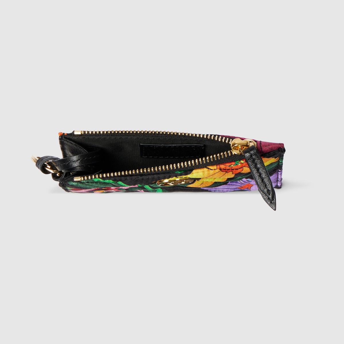 GG Marmont zip key pouch in black silk twill | GUCCI® AU