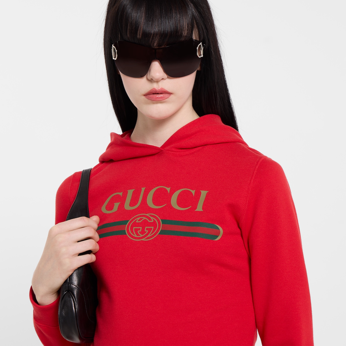 Cotton jersey and cashmere sweatshirt with print in red | GUCCI® US