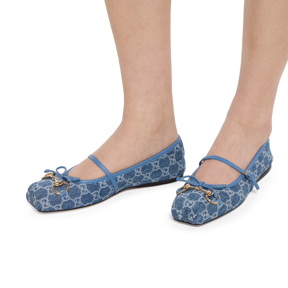 Women's Gucci Horsebit ballet flat in blue GG denim | GUCCI® US