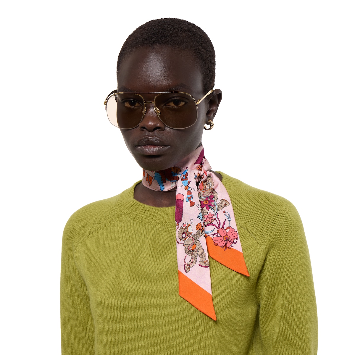 Printed silk ribbon in pink | GUCCI® AU