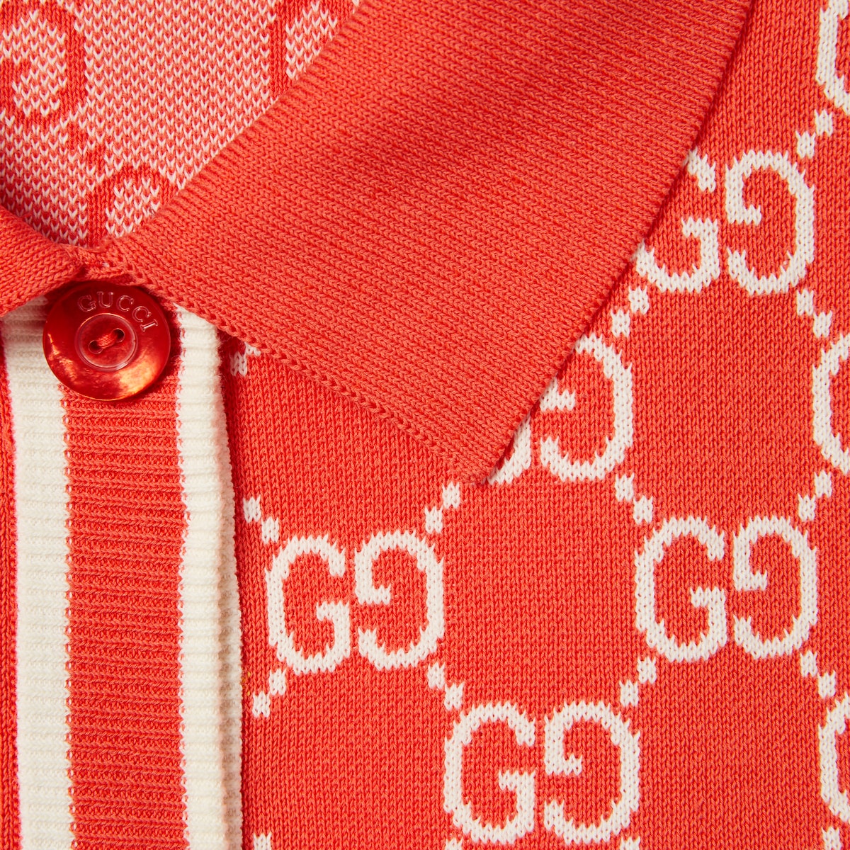 GG cotton jacquard cropped cardigan in orange and ivory | GUCCI® US