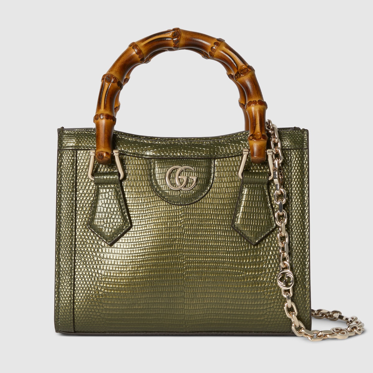 Gucci Diana lizard small tote bag in forest green | GUCCI® US