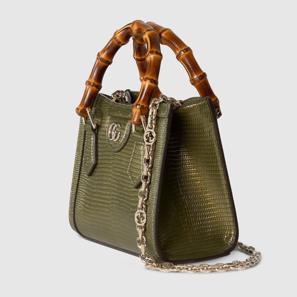 Gucci Diana lizard small tote bag in forest green | GUCCI® US