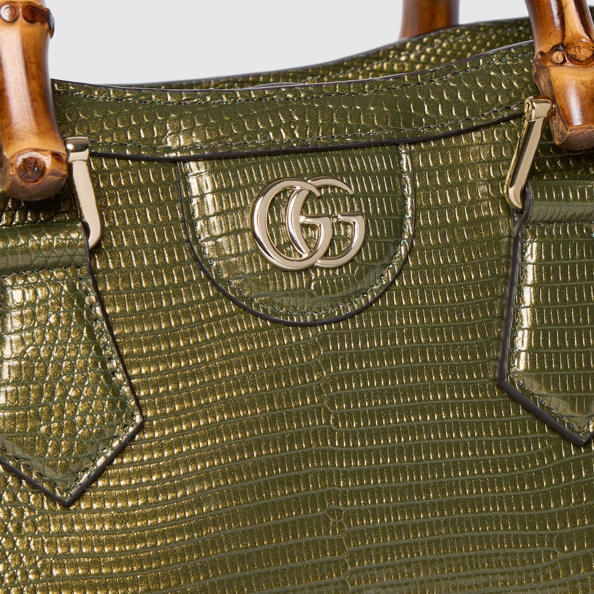 Gucci Diana lizard small tote bag in forest green | GUCCI® US