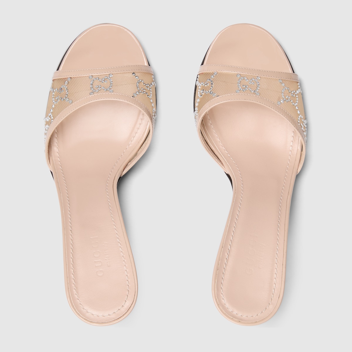 Women's crystal slide sandal in light pink GG crystal mesh | GUCCI® CA