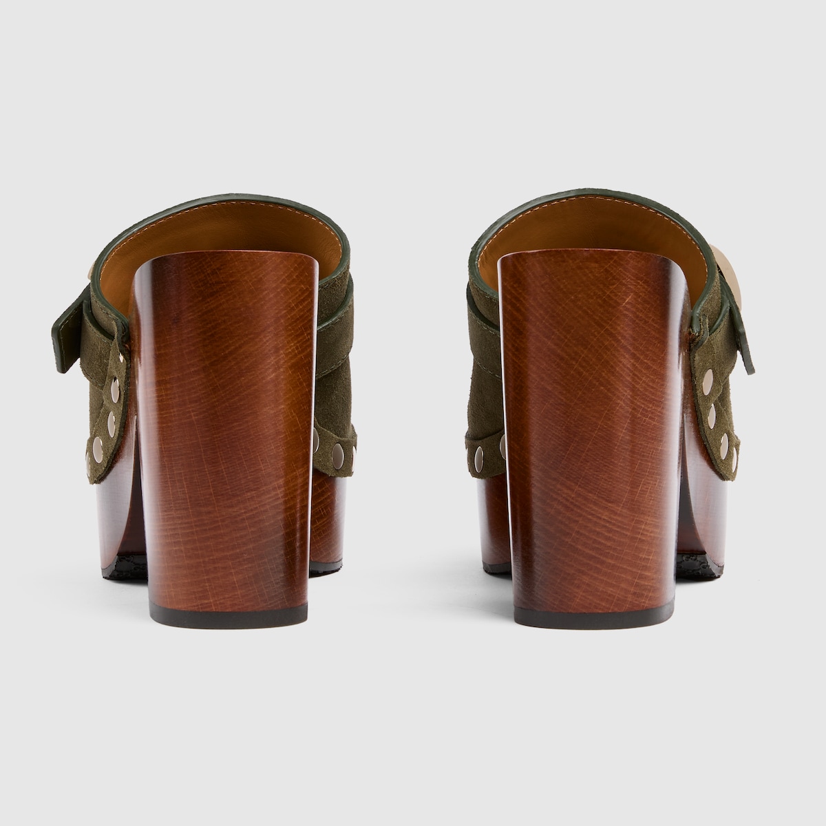 Women's platform clog with Double G in forest green suede | GUCCI® ZA