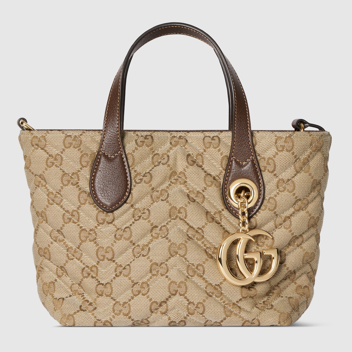 GG Marmont small tote bag in sand and brown GG canvas | GUCCI® INT