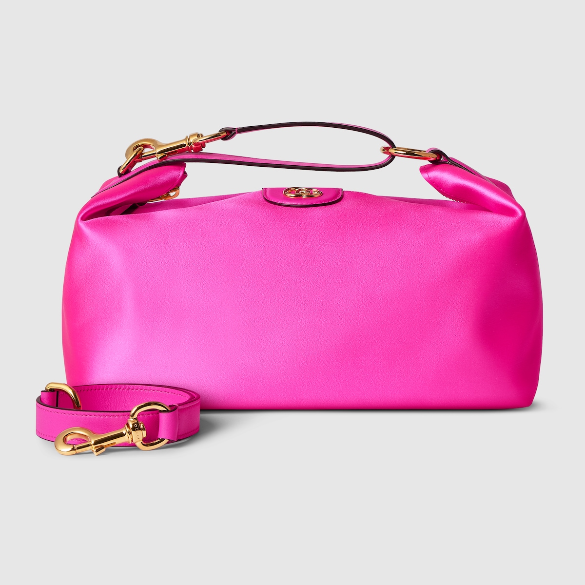 Gucci Vanity medium top handle bag in fuchsia silk satin | GUCCI® PT