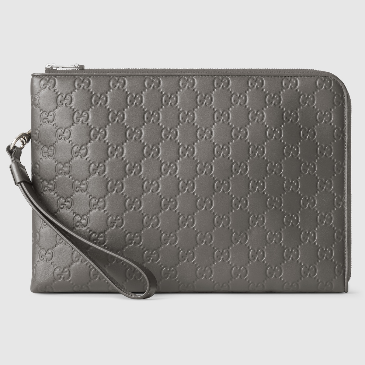 GG Emblem medium pouch in grey GG Supreme | GUCCI® INT