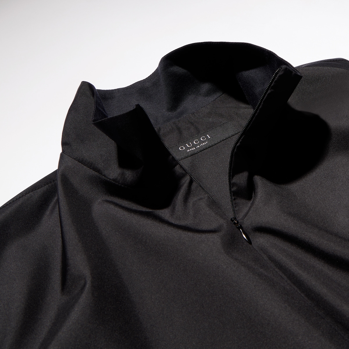 Technical silk poplin zip jacket in black | GUCCI® NL