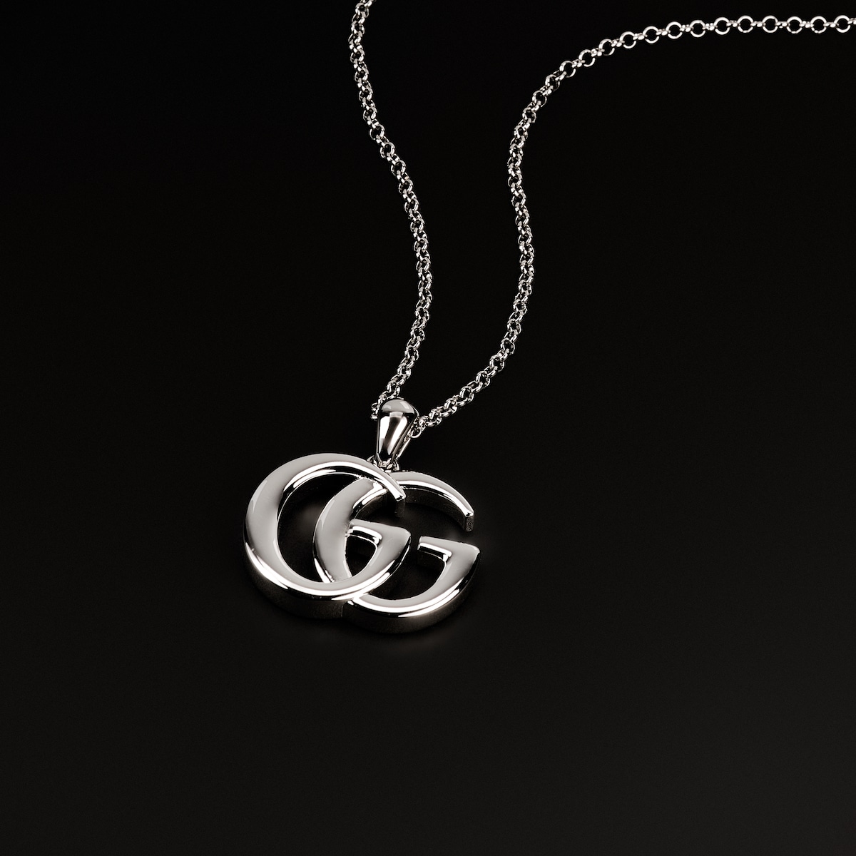 GG Marmont pendant necklace in palladium-toned brass | GUCCI® US