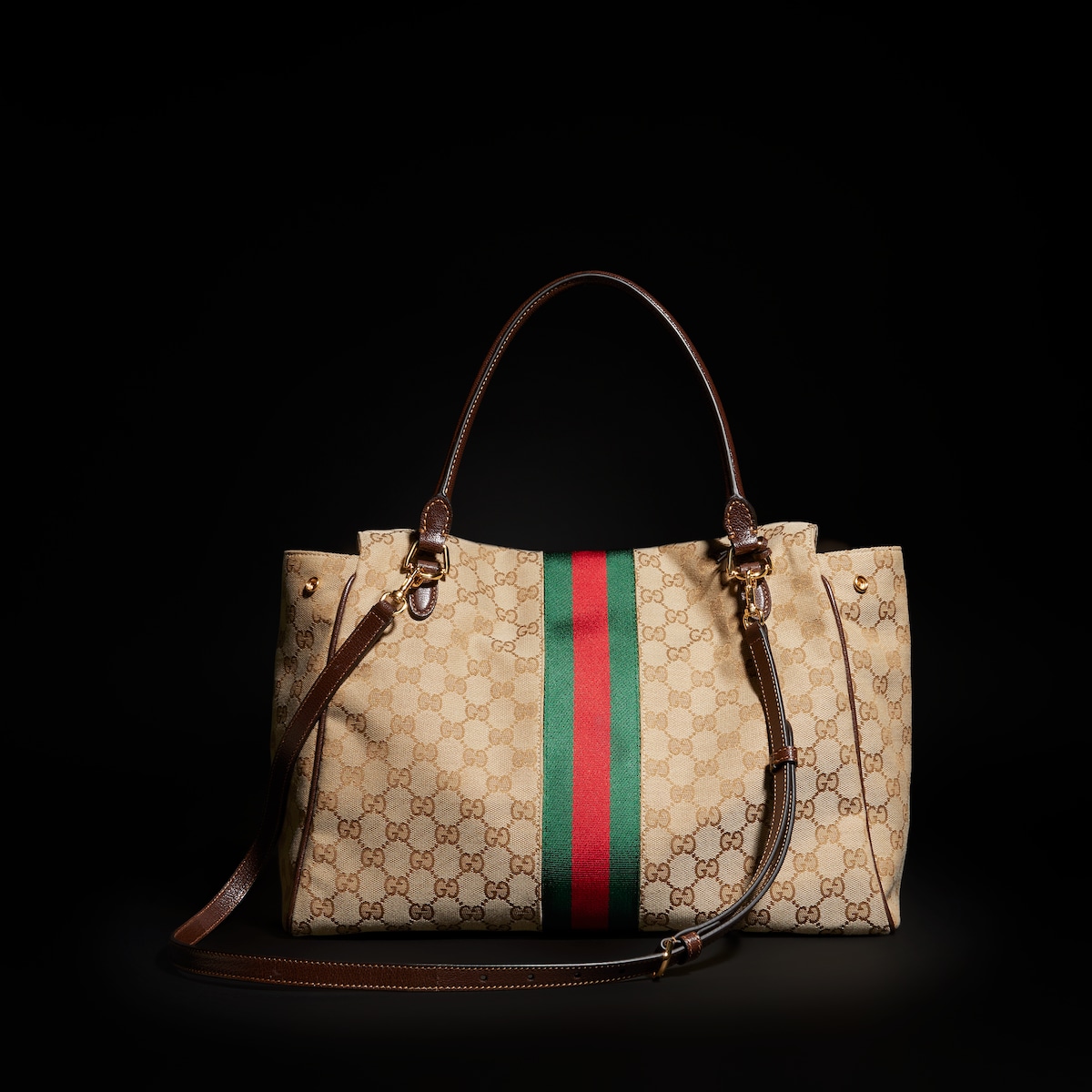 Paparazzo large top handle bag in sand and brown GG canvas | GUCCI® SA