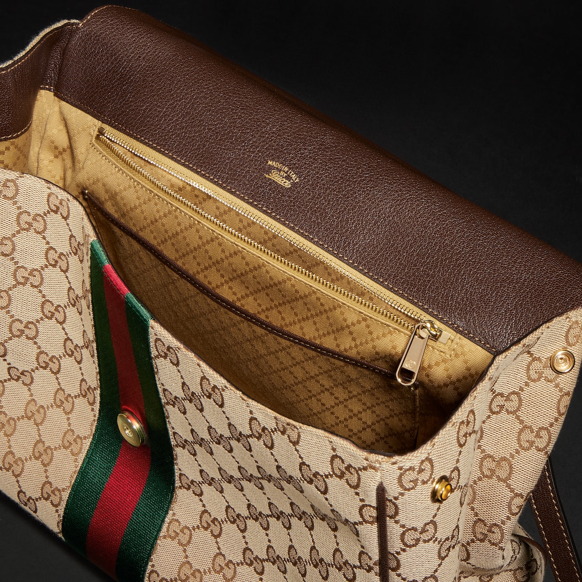 Paparazzo large top handle bag in sand and brown GG canvas | GUCCI® BG