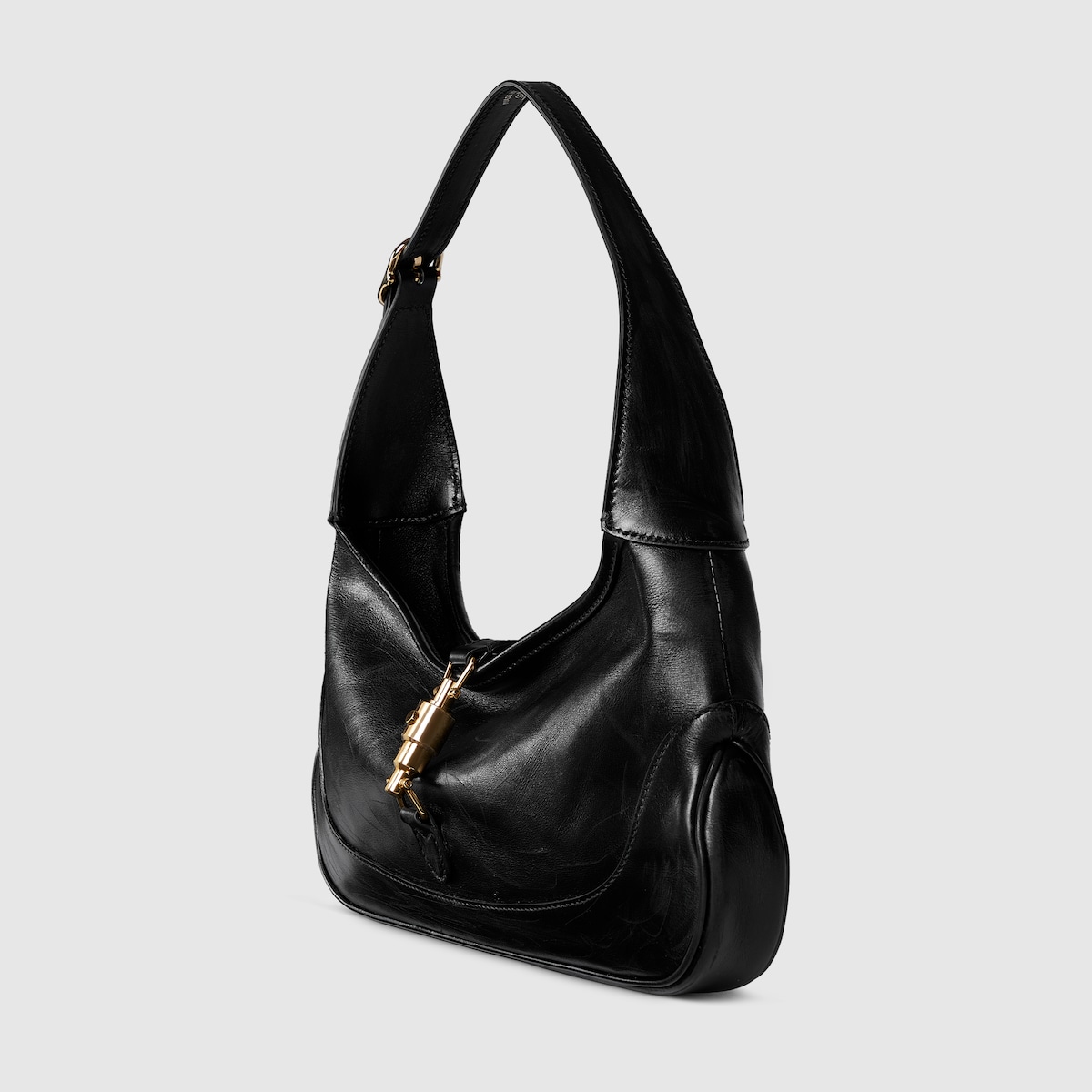 Jackie Slim medium shoulder bag in black hand-treated leather | GUCCI® US