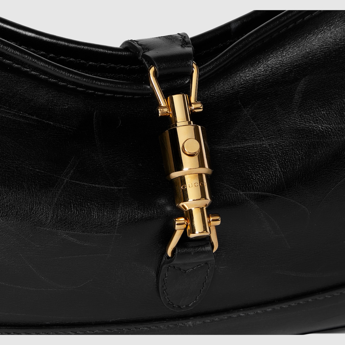 Jackie Slim medium shoulder bag in black hand-treated leather | GUCCI® US