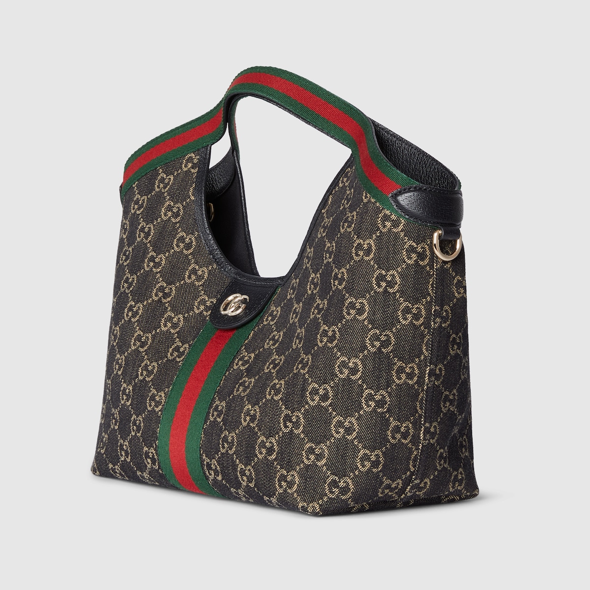 Gucci Giglio small tote bag in black and white GG denim | GUCCI® TR