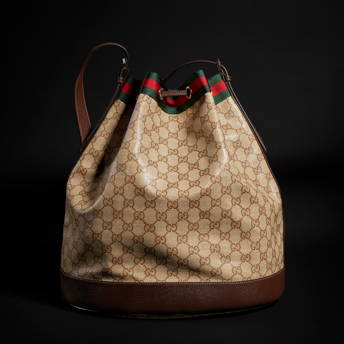 Gucci Venice large bucket bag in sand and brown GG canvas | GUCCI® CA