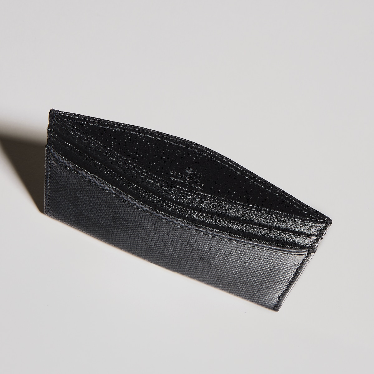 Gucci Essence Classic card case in black GG canvas | GUCCI® US