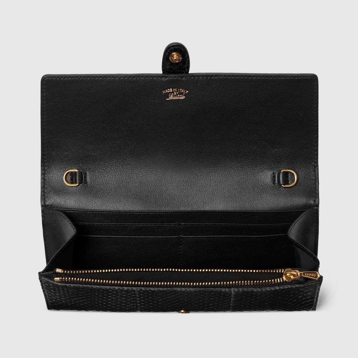 Gucci Jackie anaconda wallet on chain in black | GUCCI® US