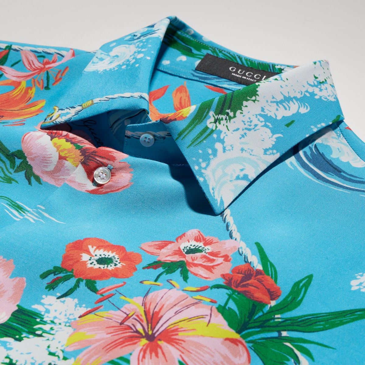 Printed fluid fabric shirt in multicolor | GUCCI® US