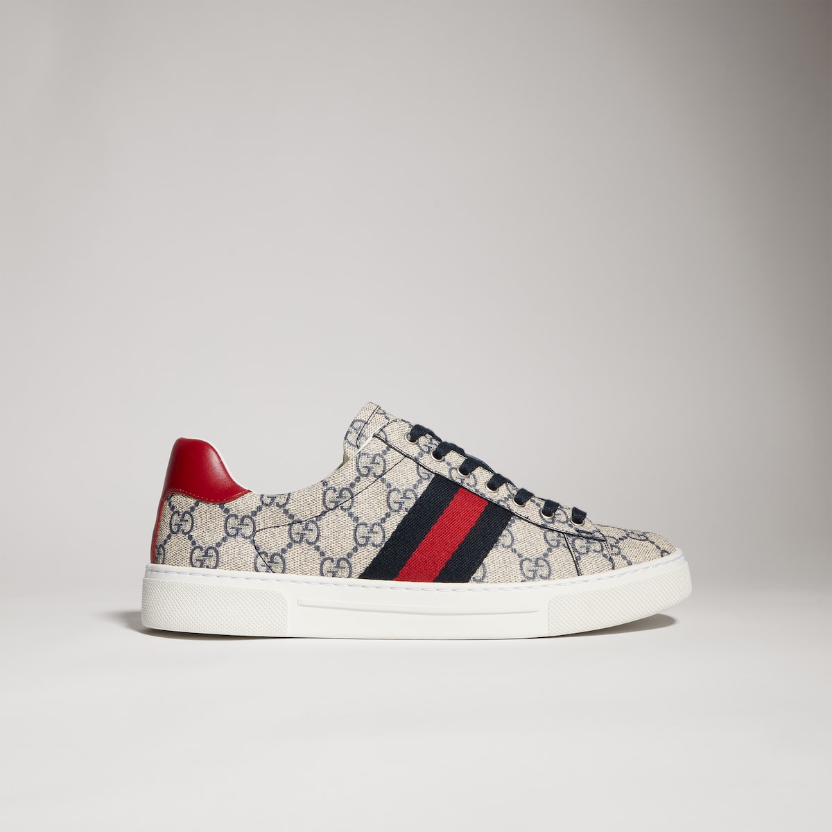 Women's Gucci Ace sneaker with Web in beige and blue Supreme | GUCCI® US