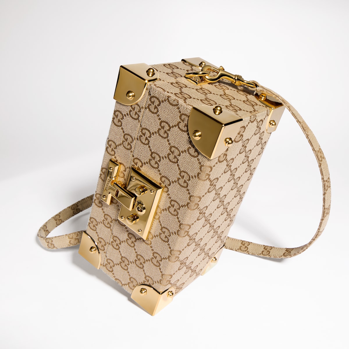 Small GG watch case in sand and brown GG canvas | GUCCI® UK
