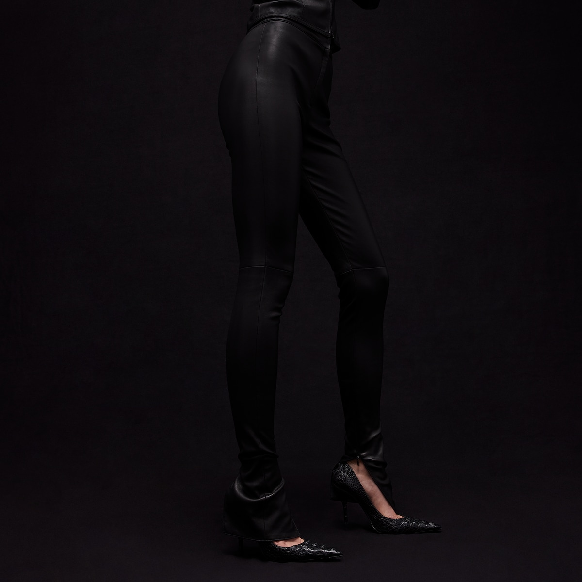 Light stretch leather skinny pants in black | GUCCI® UK