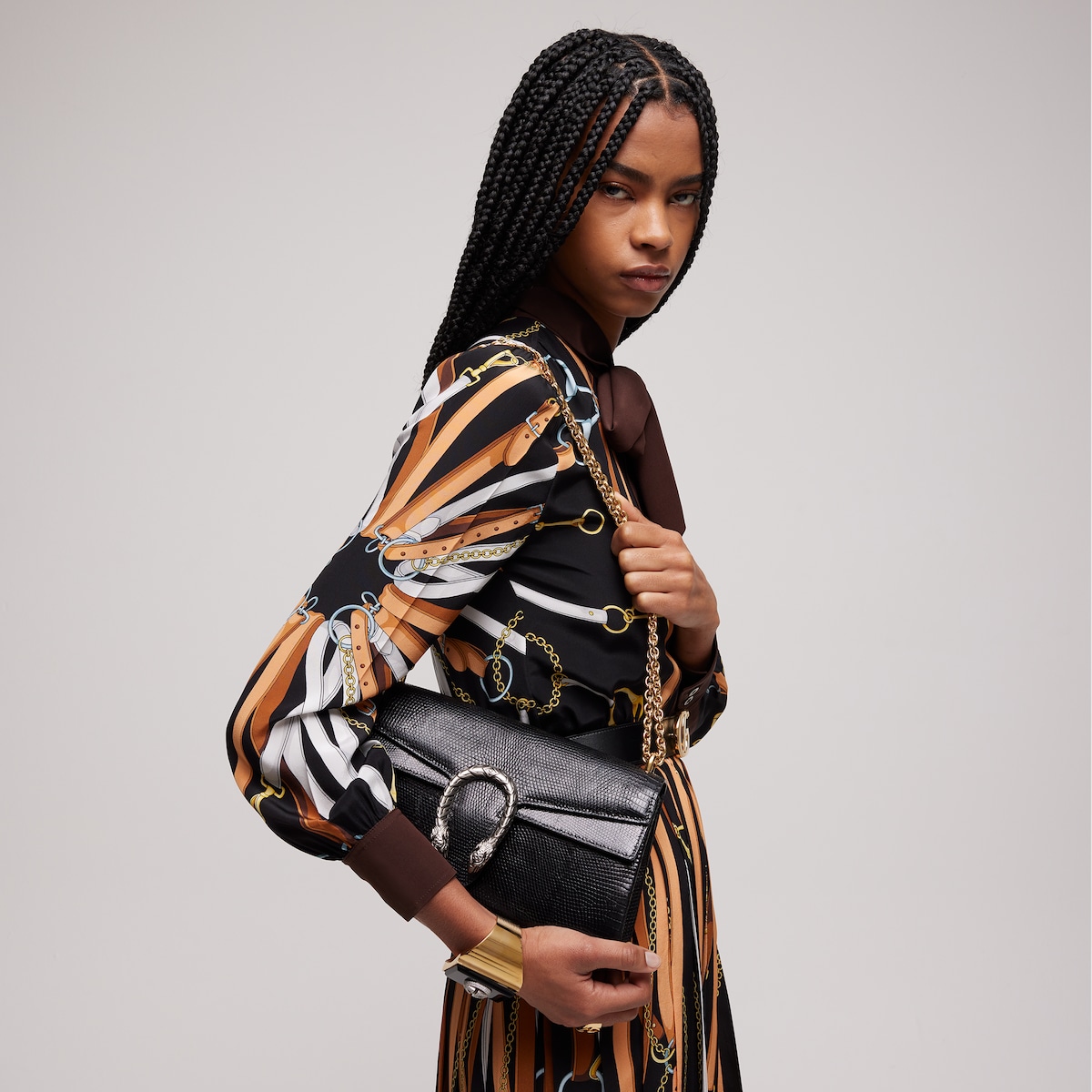 Dionysus lizard medium shoulder bag in black | GUCCI® SA
