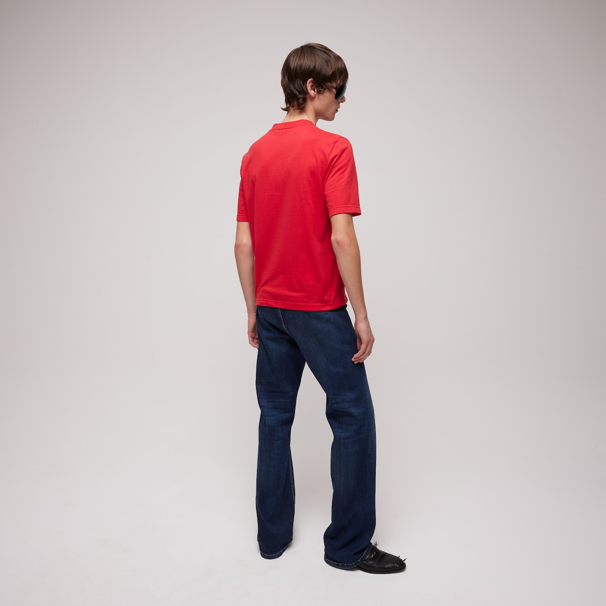 Cotton jersey T-shirt with devoré detail in red | GUCCI® SG