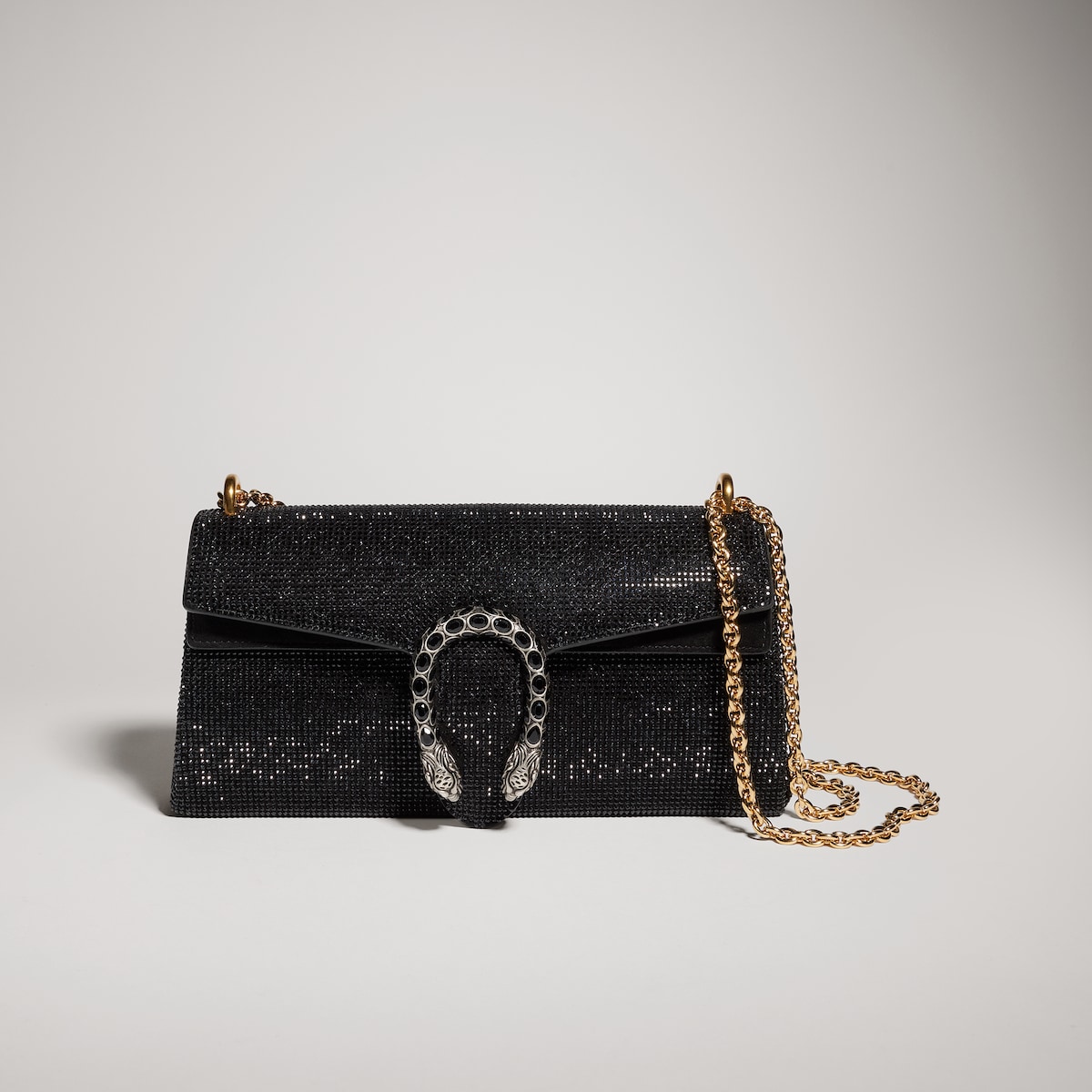 Dionysus crystal medium shoulder bag in black suede | GUCCI® UK