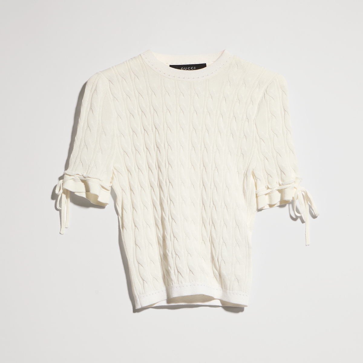 Braided cotton blend top in white | GUCCI® INT