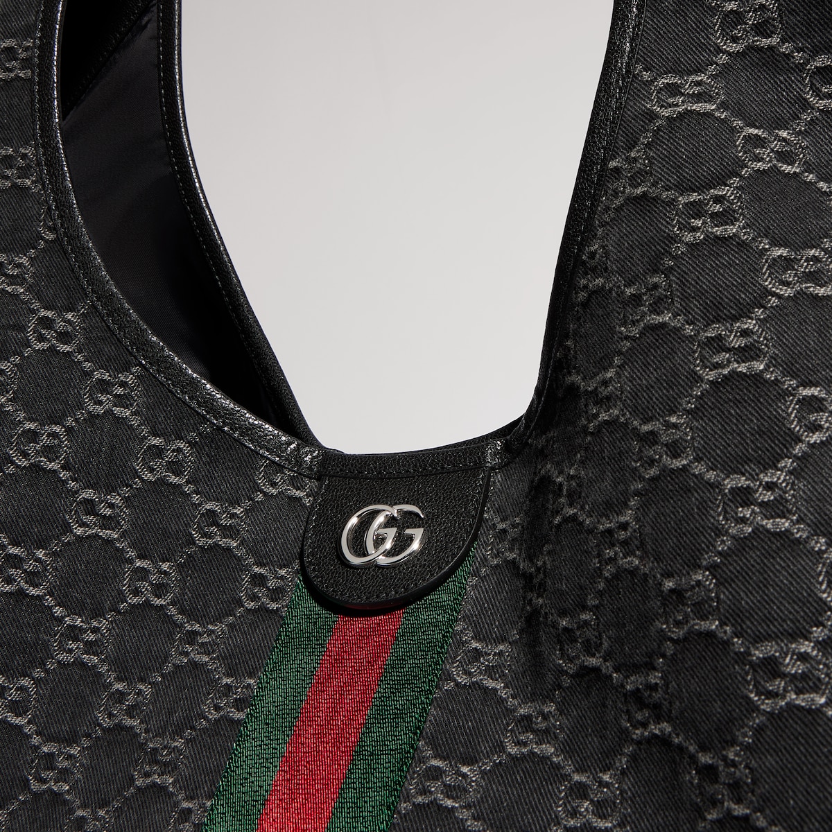 Gucci Giglio large tote bag in black GG denim | GUCCI® UK