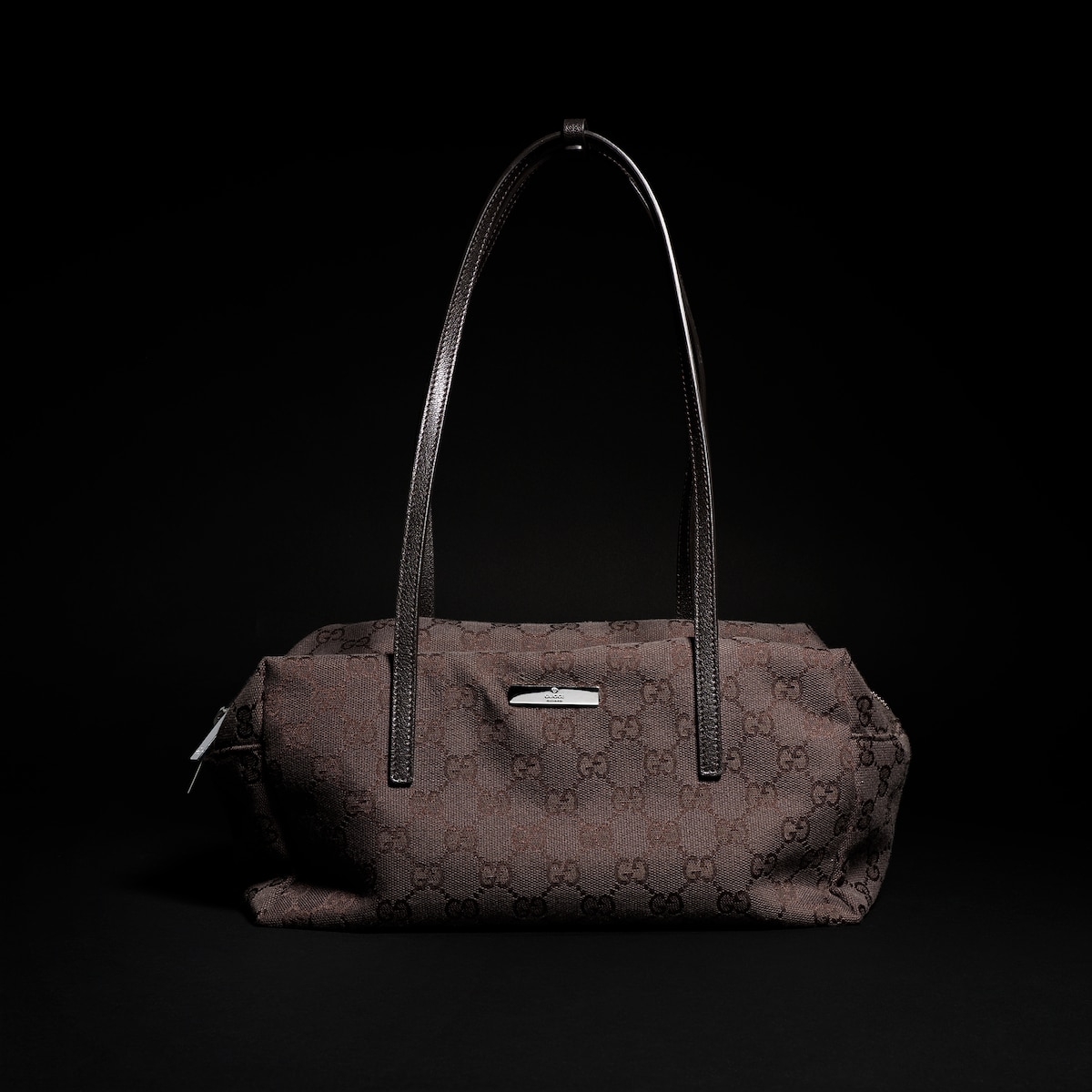 Gucci Melrose medium boston bag in dark brown GG canvas | GUCCI® US
