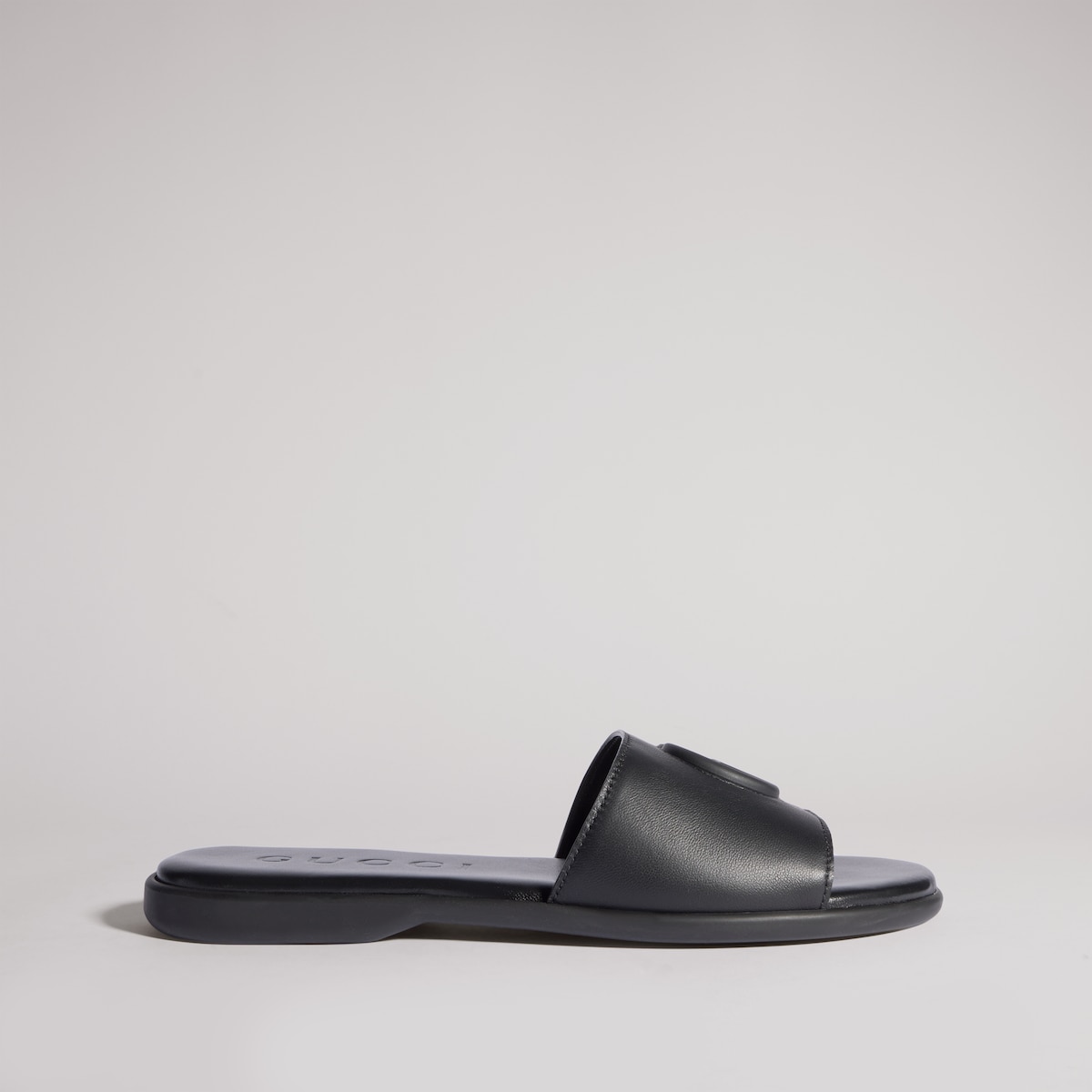 Women's slide sandal with Double G in black leather | GUCCI® ZA