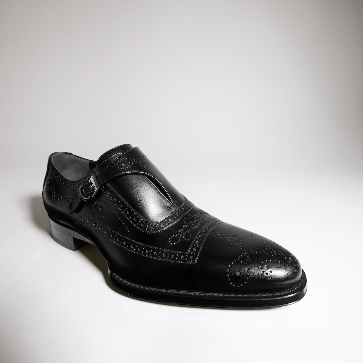 Men's monk strap shoe in black leather | GUCCI® CH