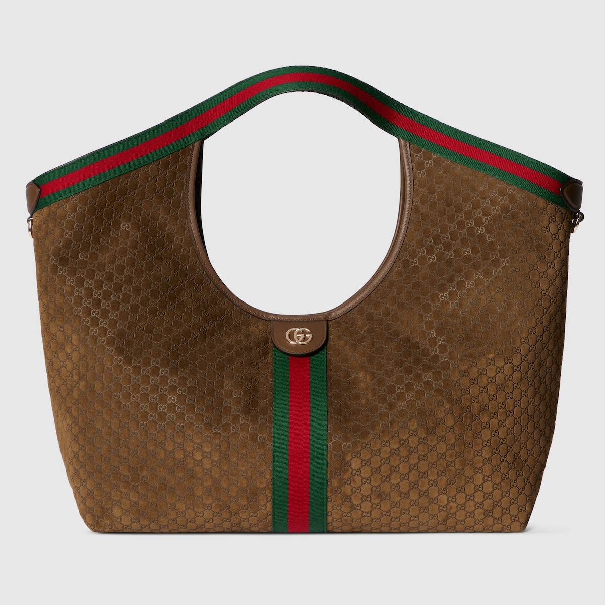 Gucci Giglio large tote bag in medium brown GG suede | GUCCI® UK