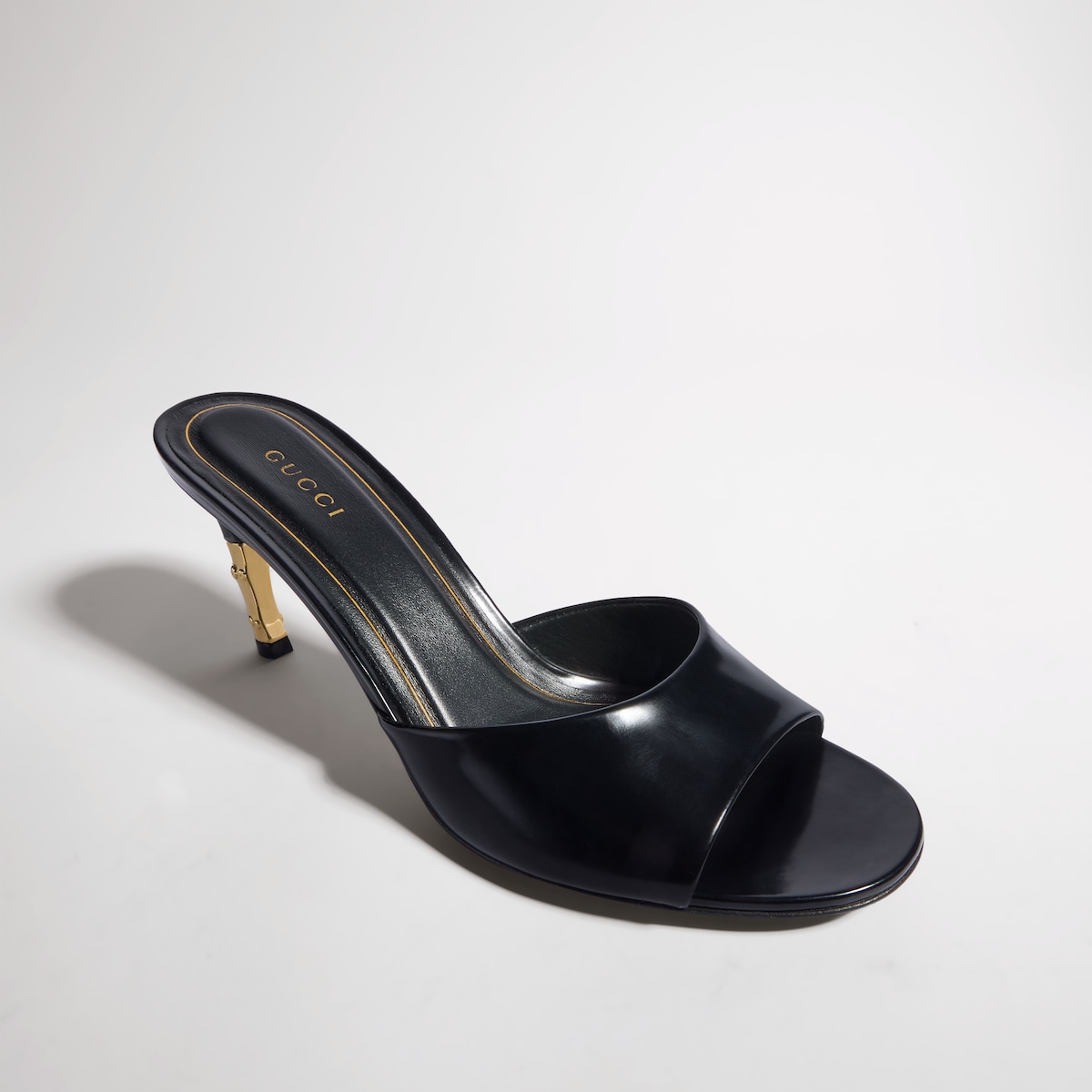 Women's Castello slide in black leather | GUCCI® US