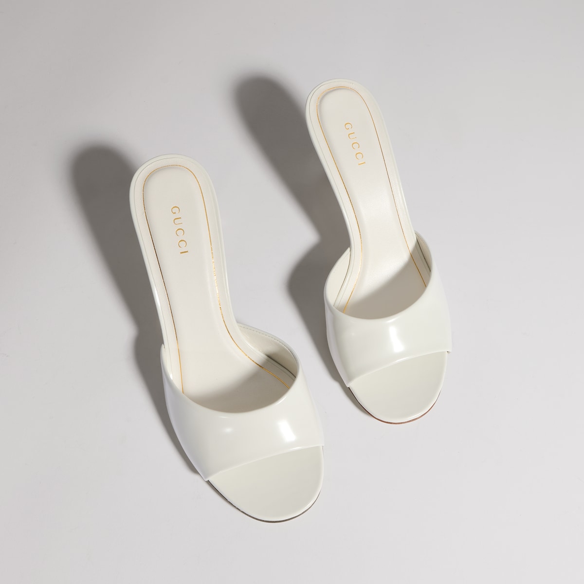 Women's Castello slide in white leather | GUCCI® US