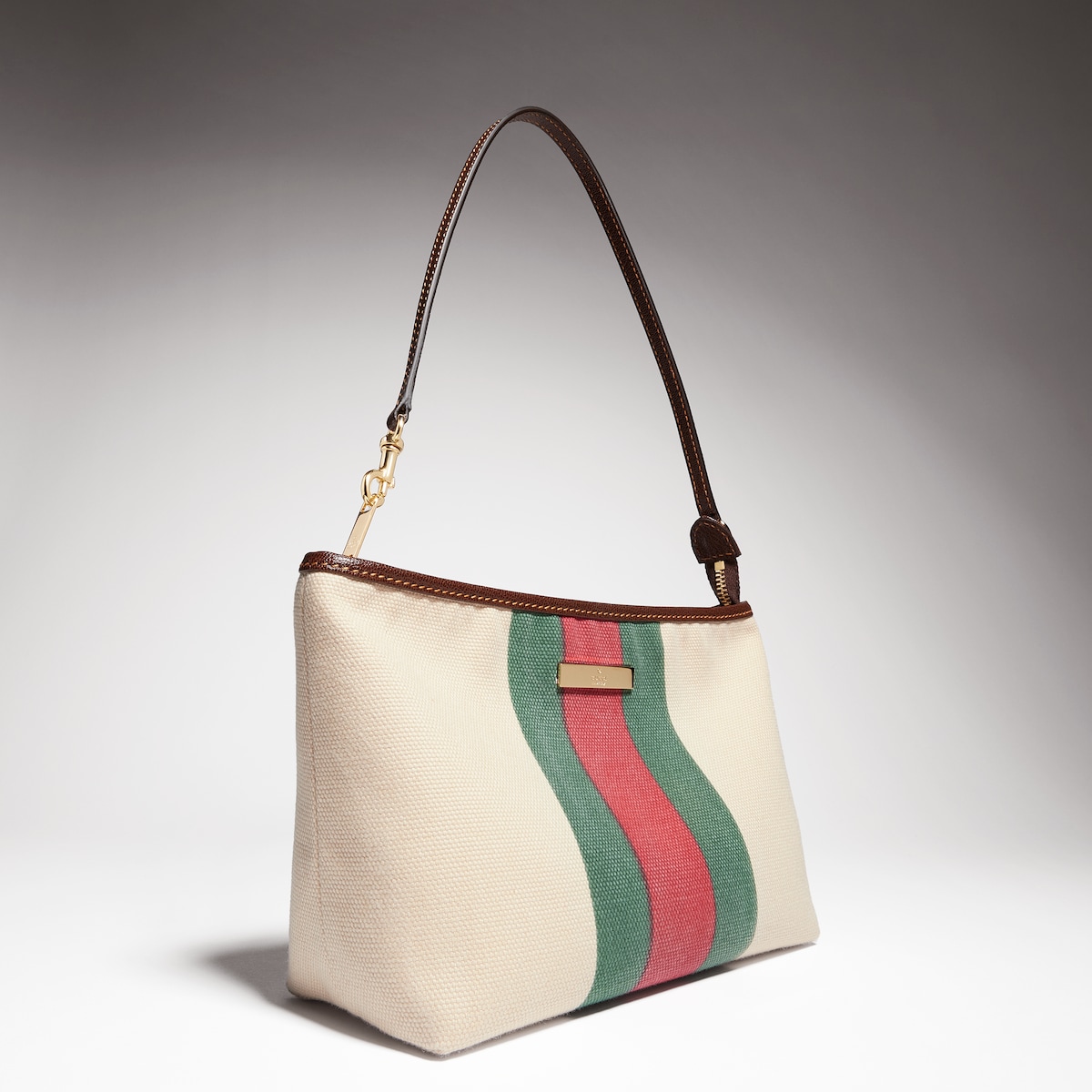 Small pouch with strap and Web in natural canvas | GUCCI® US