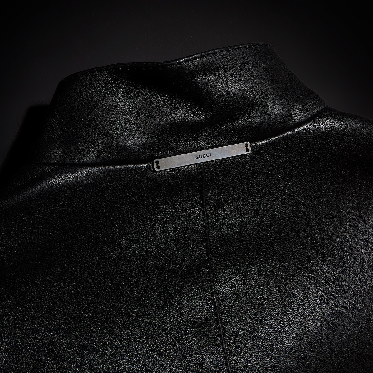 Light stretch leather zip jacket in black | GUCCI® UK