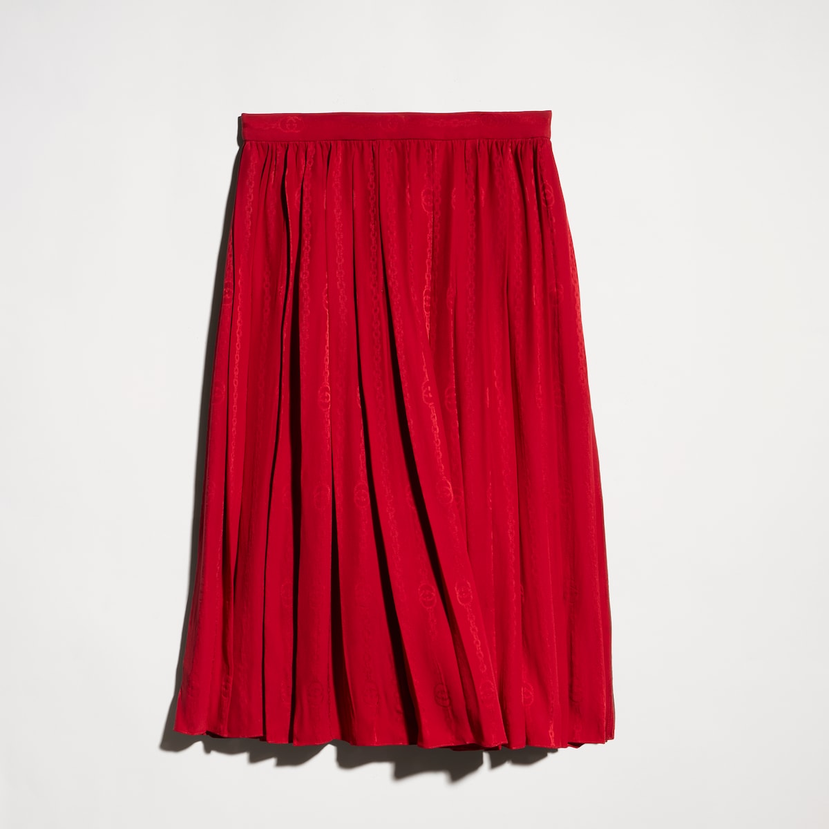 Interlocking G chain silk jacquard midi skirt in red | GUCCI® US