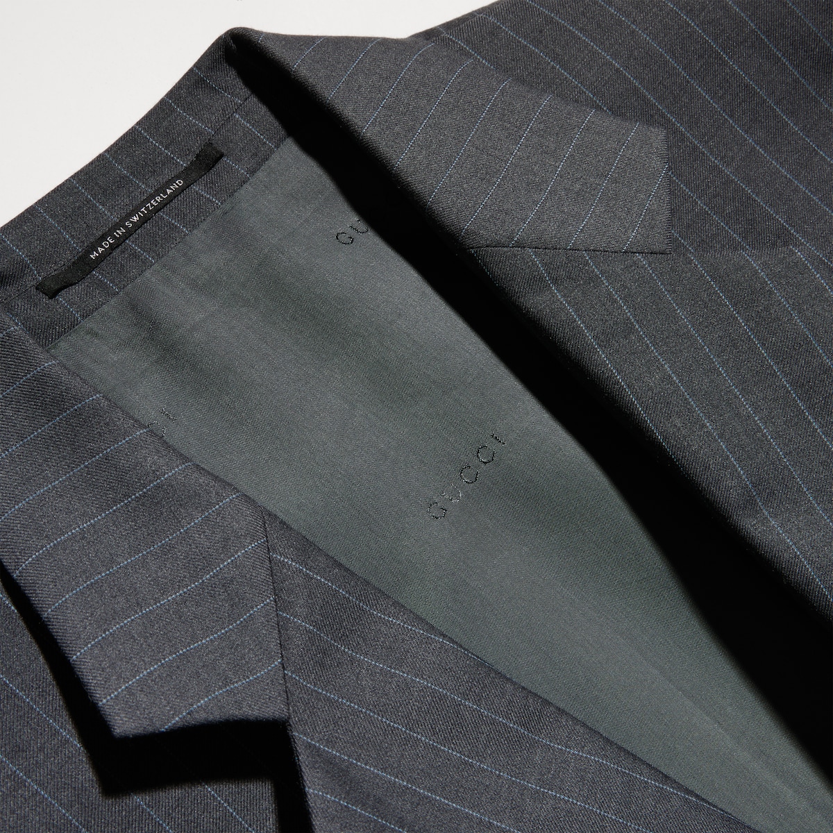 Pinstripe wool jacket in dark grey | GUCCI® GR