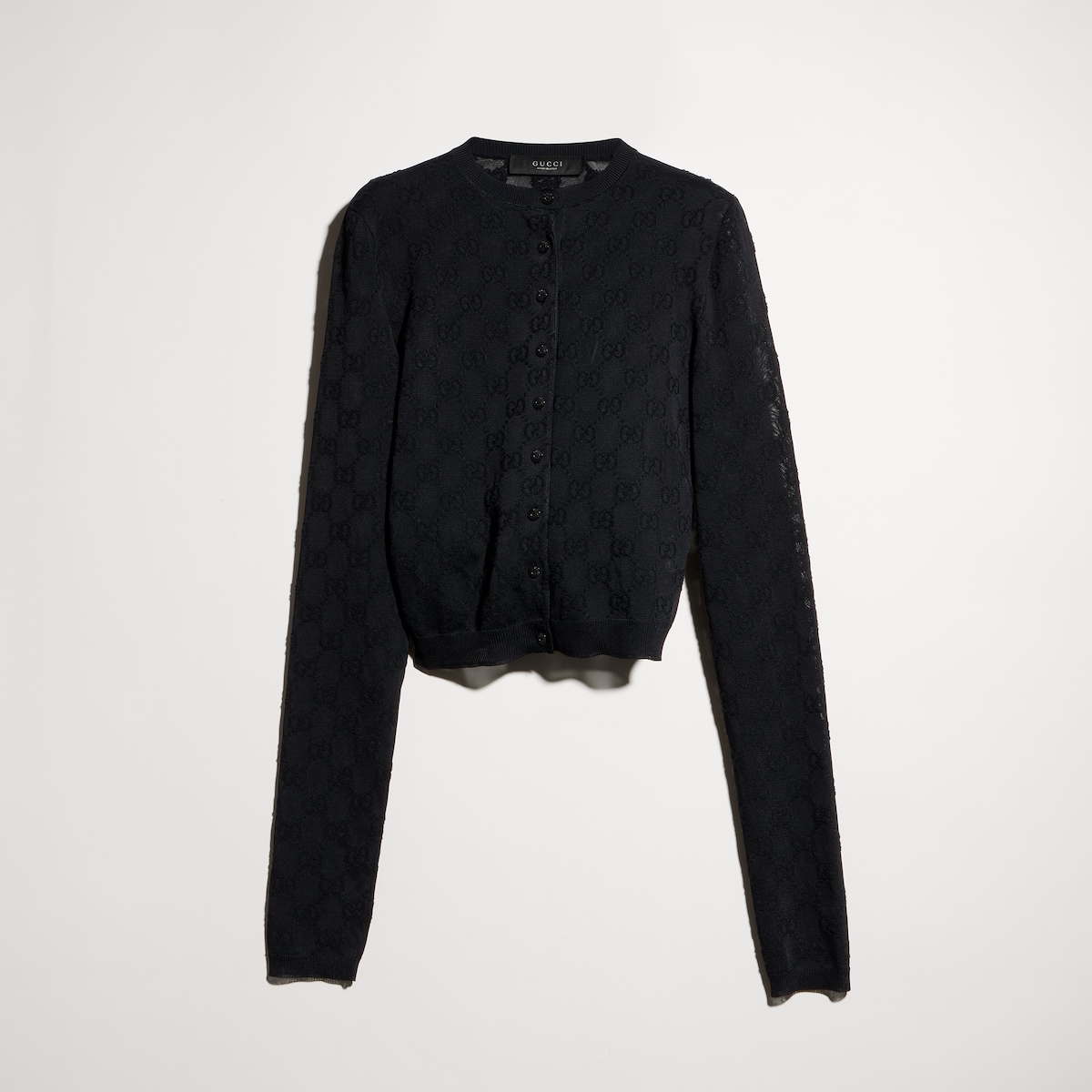 Fine crêpe viscose cardigan in black | GUCCI® SG